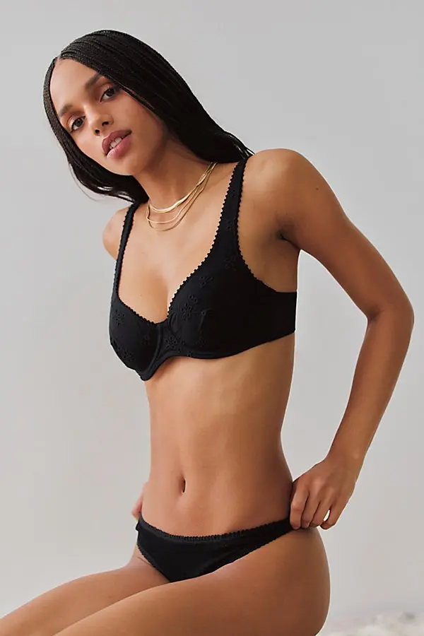 INTIMATELY Full Bloom Cotton Eyelet Underwire Bra At - Black