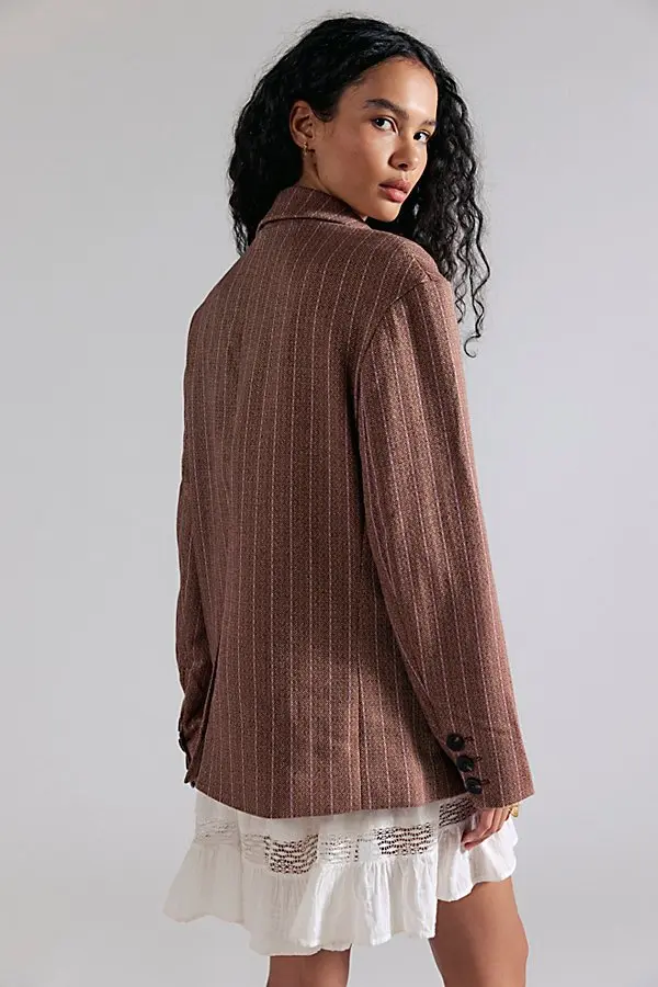Free People Dean Double-breasted Blazer Jacket - Lilac Combo