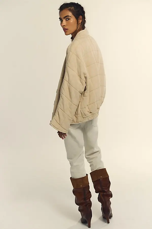 Free People Quilted Dolman Jacket - Tea