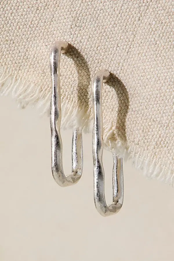 Free People Lodi Hoops - Silver Rectangle