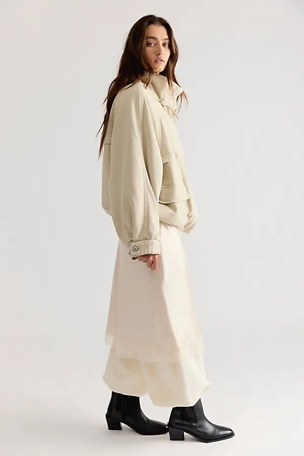 Free People Jojo Oversized Funnel Neck Jacket - Tea