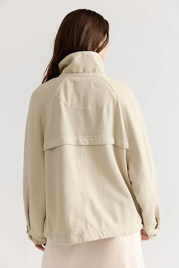 Free People Jojo Oversized Funnel Neck Jacket - Tea