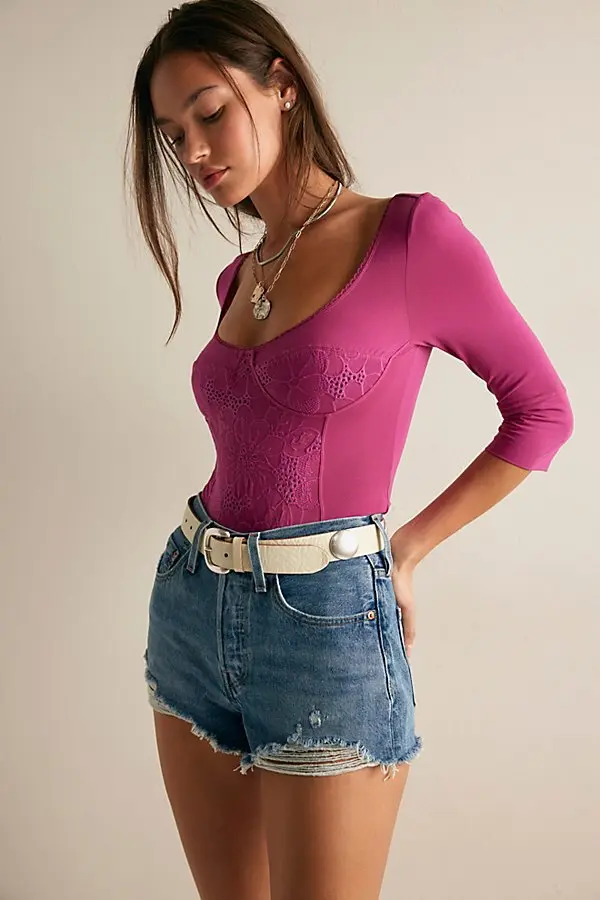 INTIMATELY Ever Afternoon Lace Trimmed Cropped Top - Raspberry Sorbet