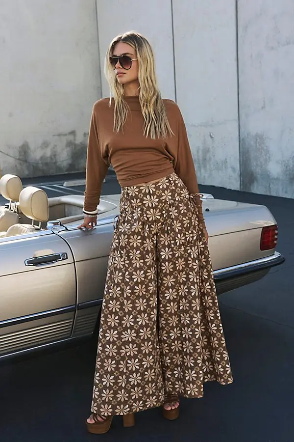 Free People Off-the-shoulder Top And Column Maxi Skirt Set - Macadamia