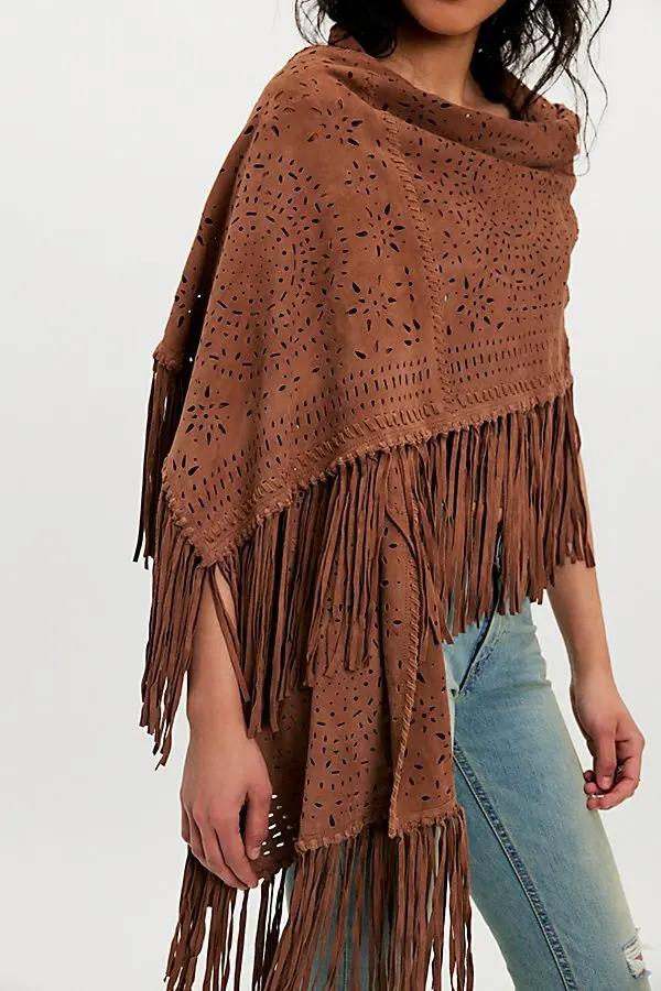 UNDERSTATED LEATHER Suede Cut Out Wrapable Scarf At