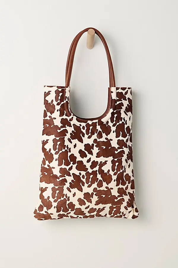 Free People Bronson Cowhide Tote Bag - Brown Pattern
