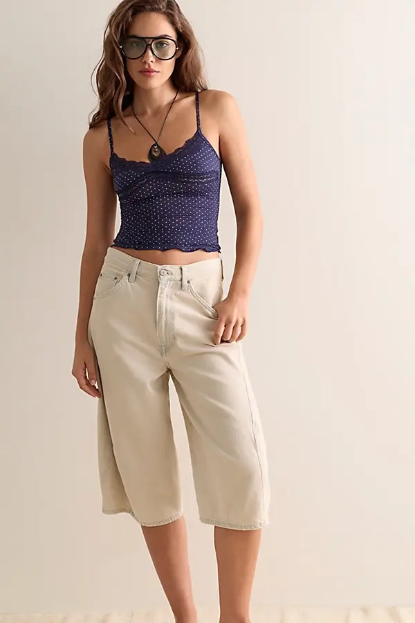 INTIMATELY Plaid Lace Trim Cami - Navy Combo