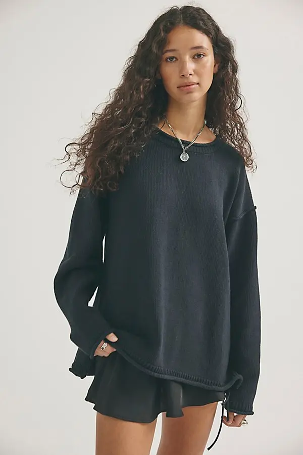 We The Free Ella Roll-neck Cotton Knit Sweater - Black