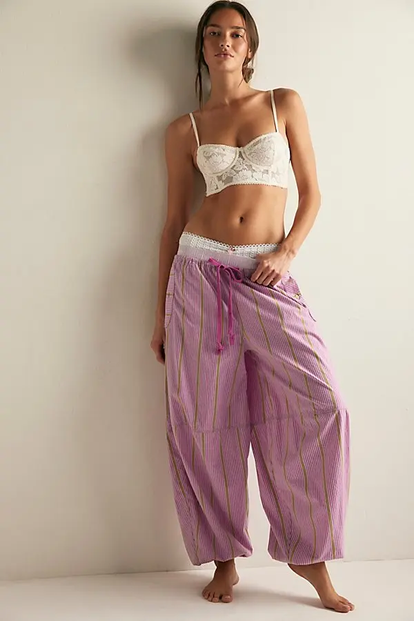 INTIMATELY Wide-leg Striped Lounge Pants - Lavender Combo