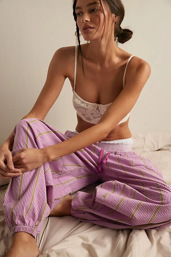 INTIMATELY Wide-leg Striped Lounge Pants - Lavender Combo