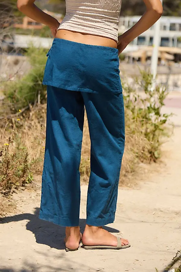 Free People Aqualuna Linen Skants By - Sailor Blue