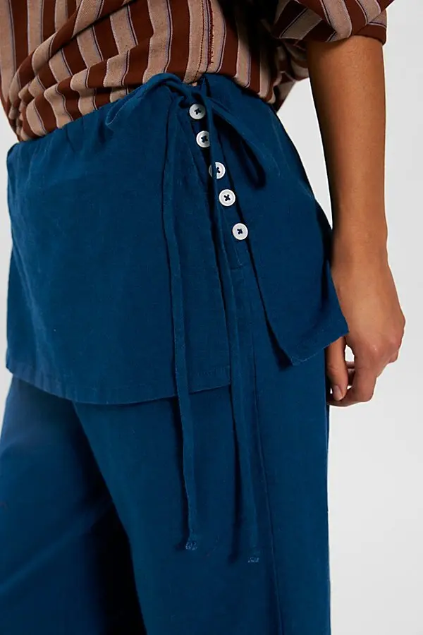 Free People Aqualuna Linen Skants By - Sailor Blue