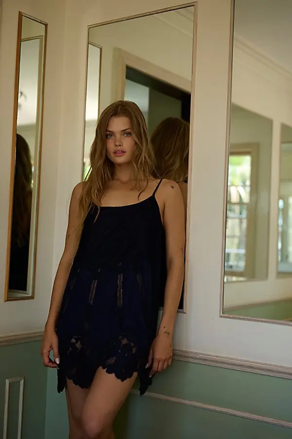 INTIMATELY Sweet Heirloom Lace Mini Slip Dress - Deeper Iris
