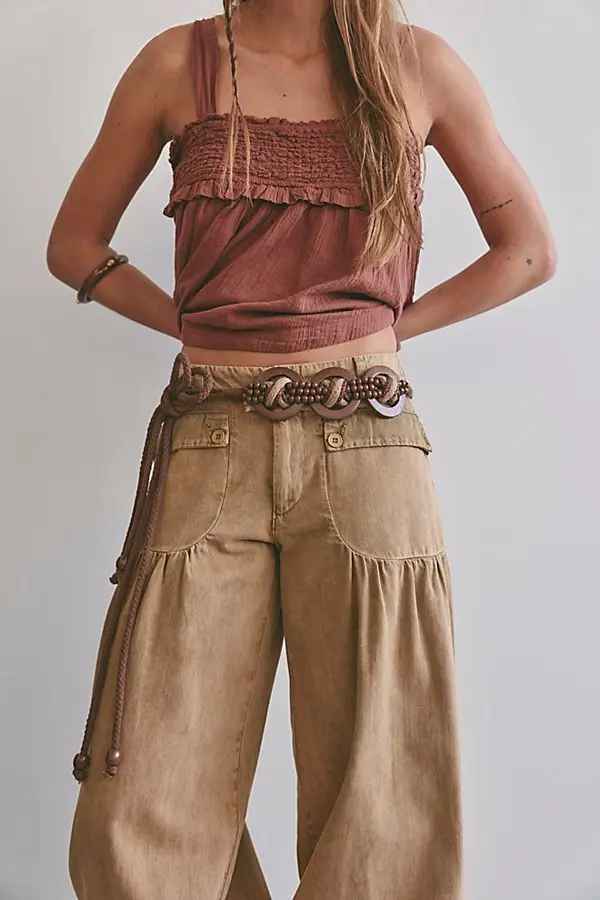 Free People Rope Wrap Belt With Mango Wood Ring Design - Coconut Shell