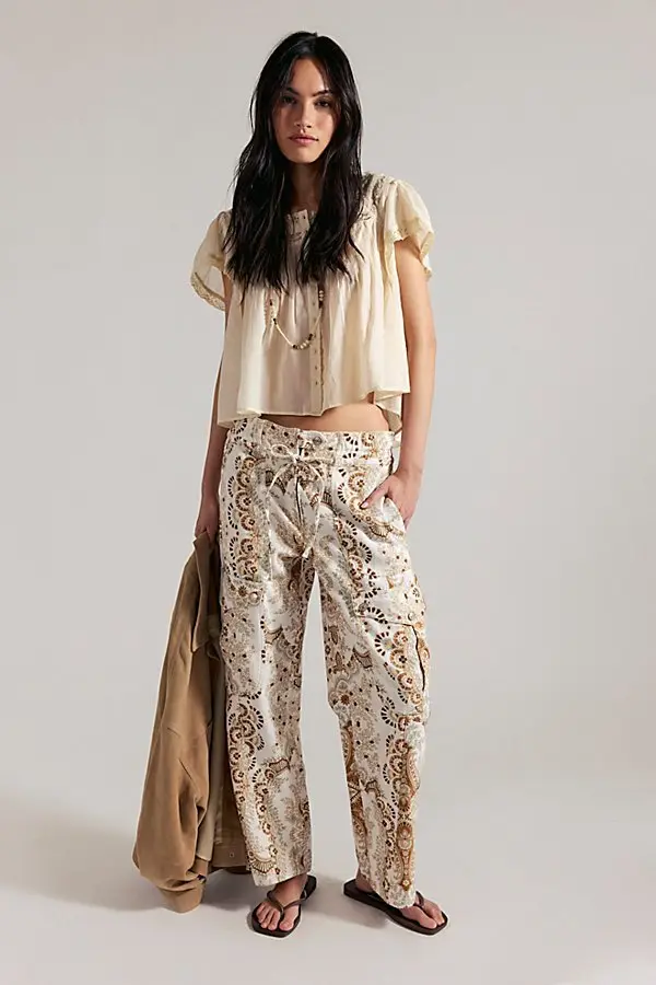 We The Free Park Avenue Printed Pull-on Cargo Pants - Ivory Combo