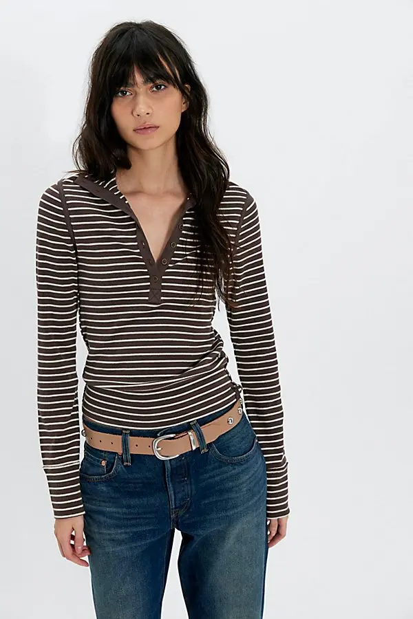 We The Free Lake Striped Henley Long Sleeve