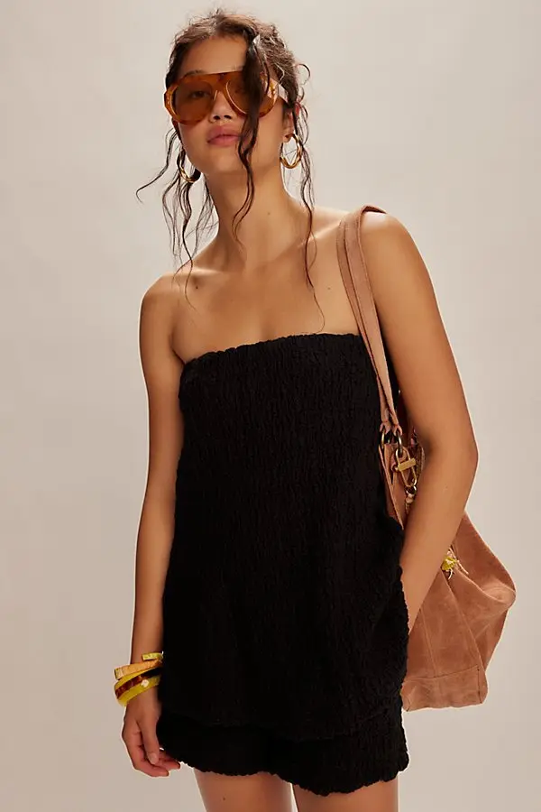 Free People Evelyn Strapless Romper - Black