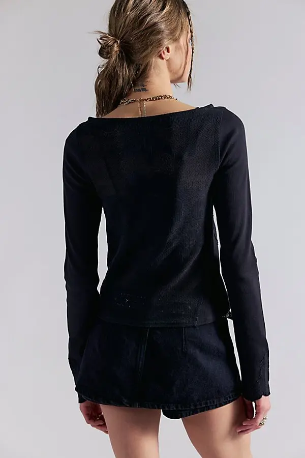 Free People Delilah Long Sleeve Top - Black