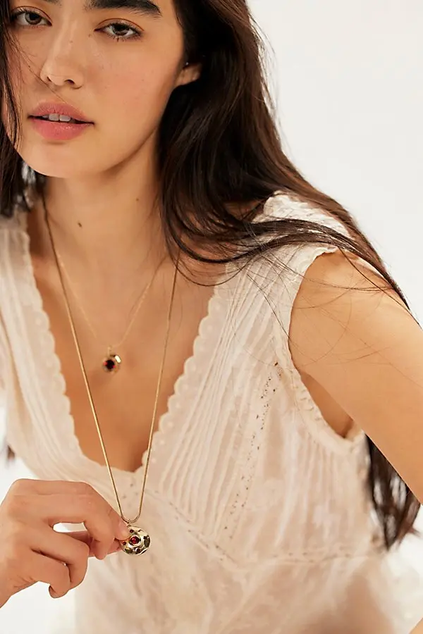 Free People Relic Pendant Necklace - Red