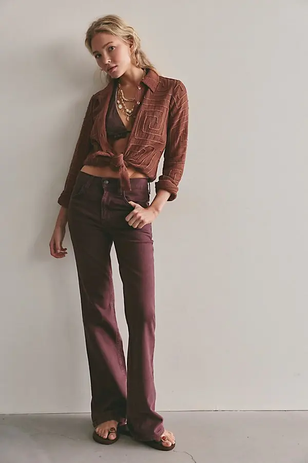 We The Free Double Knot High-rise Straight Bootcut Jeans - Plum