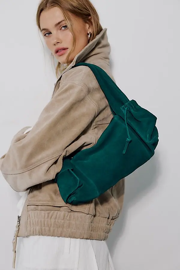 Free People Soto East West Suede Shoulder Bag - Deep Teal