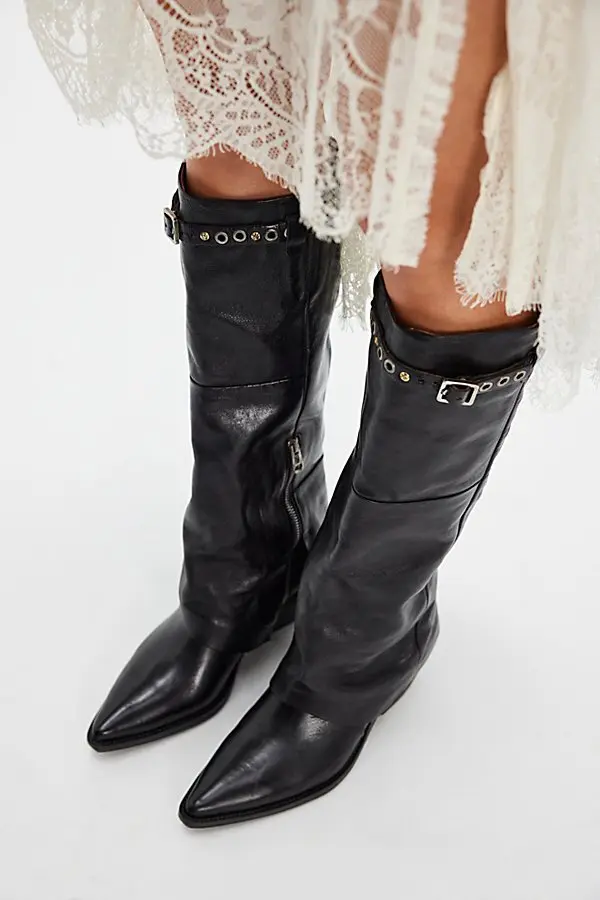 A.S.98 Joyride" Foldover Boots With Studded Straps