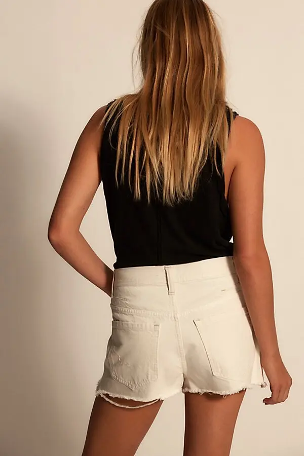 We The Free Mid-rise Relaxed Denim Shorts With Frayed Hem