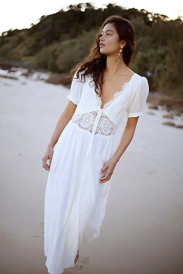Free People Lace Midi Dress - Ivory