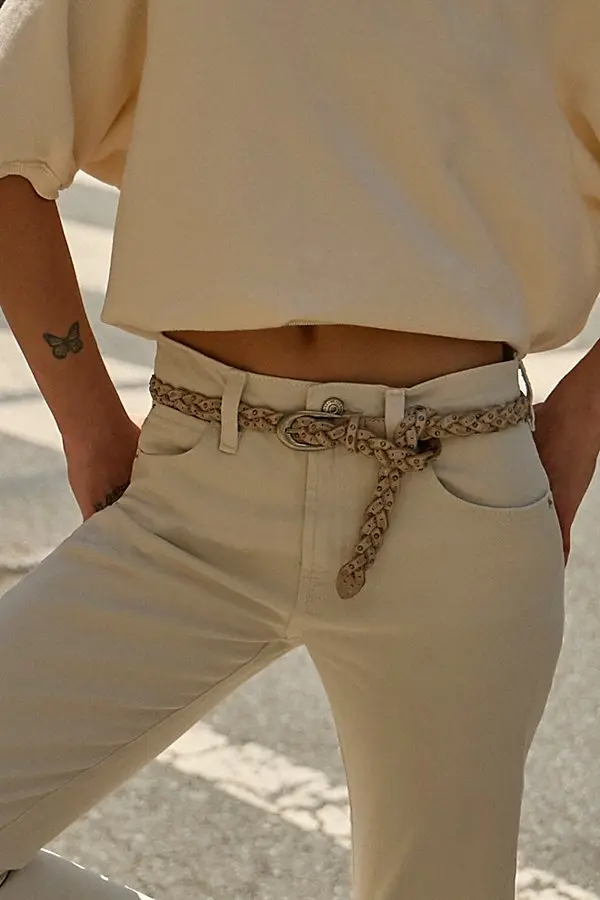 Free People Sol Slim Stud Belt - Bone