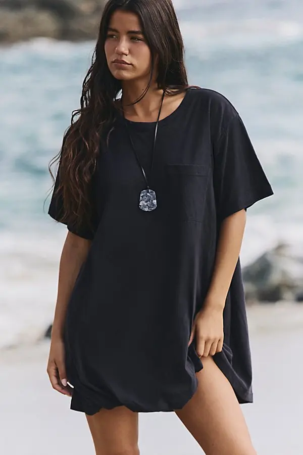 Free People Shorebound Cotton-jersey Mini Dress - Black
