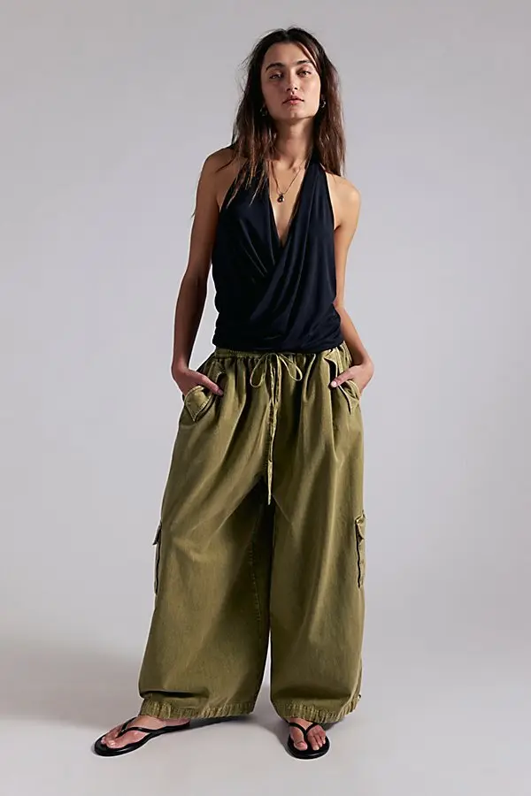 Free People Bobbi Pull-on Cargo Trousers - Army