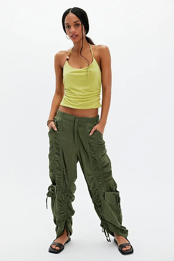 Free People Toni Beaded Halter Neck Tank Top - Light Pear