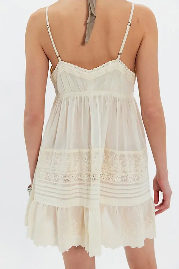 INTIMATELY Play Nice Mini Slip Dress With Crochet Trim - Ivory