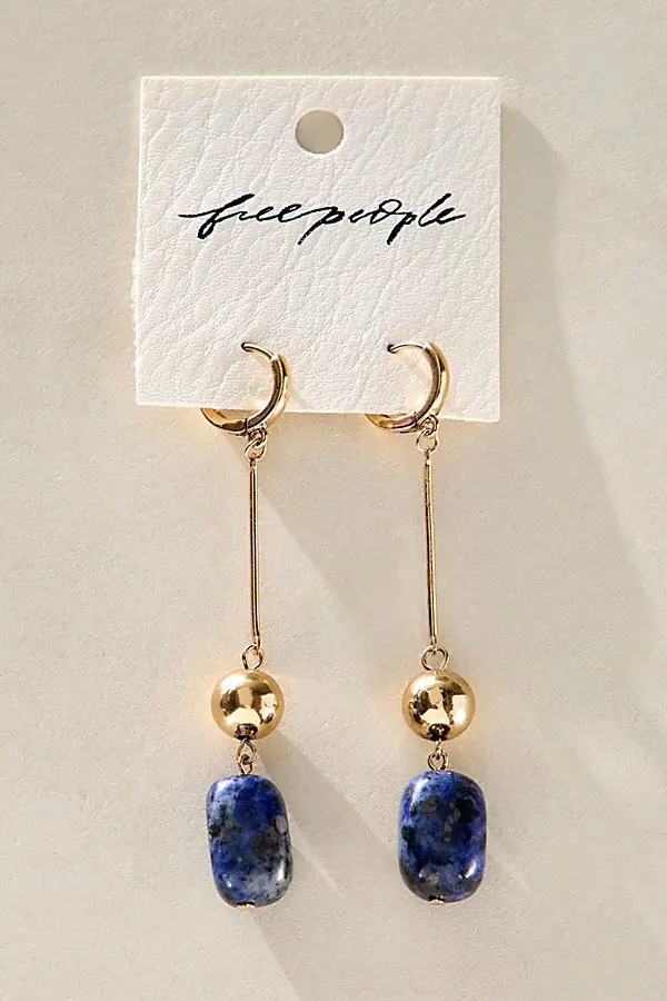 Free People Check Mate Semiprecious Stone Drop Earrings - Lapis