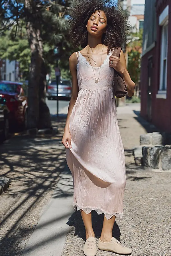 INTIMATELY Table For Two Midi Slip Dress - Delicate Shell