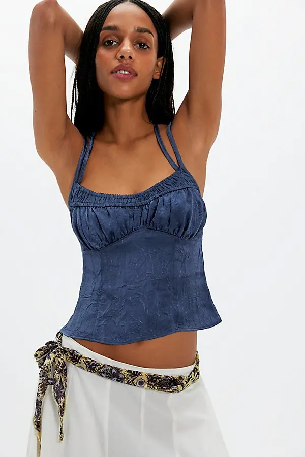 Free People Soren Strappy Halter Neck Top - Night Shadow