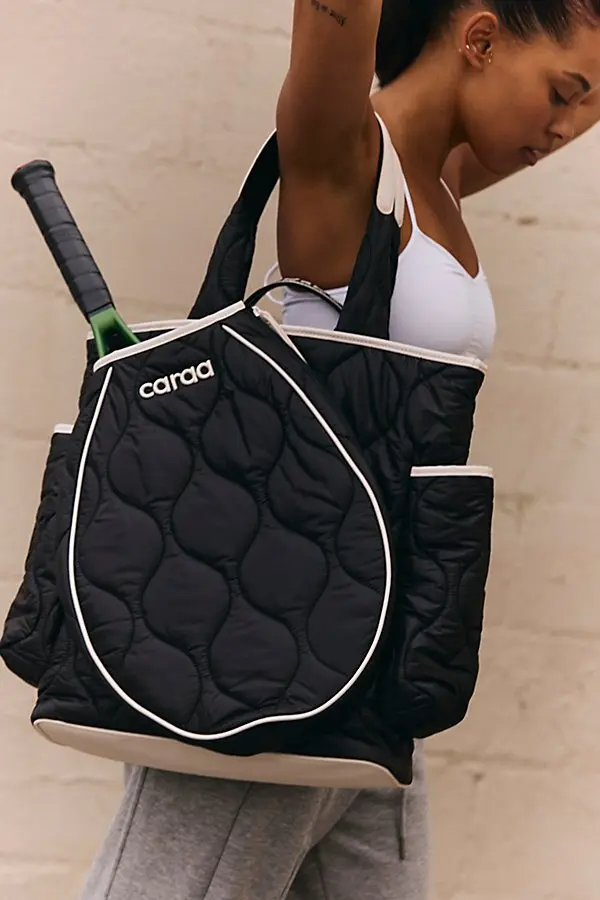 CARAA Quilted Tennis Tote Bag - Black
