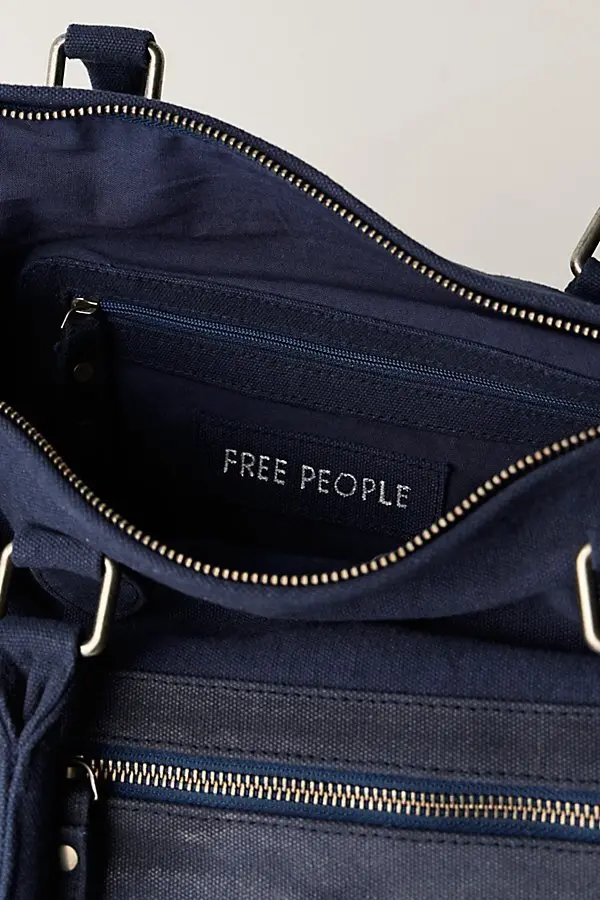 Free People Washed Canvas Weekender Bag With Adjustable Shoulder Strap - Navy
