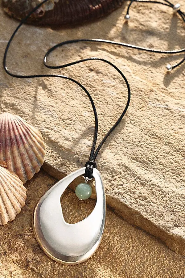 Free People Kori Pendant Necklace With Beaded Charm - Silver/amazonite