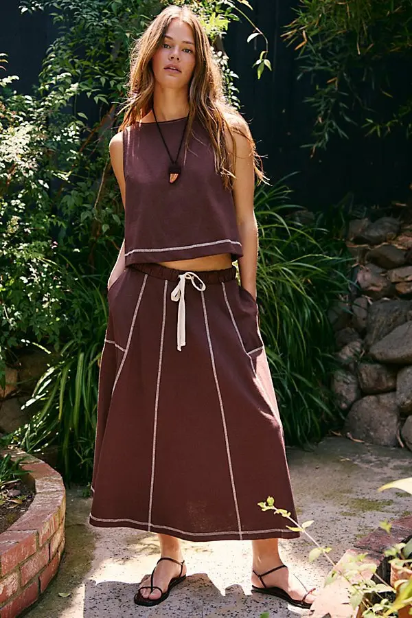 Free People Venetia Skirt Co-ord Set - Coconut Shell