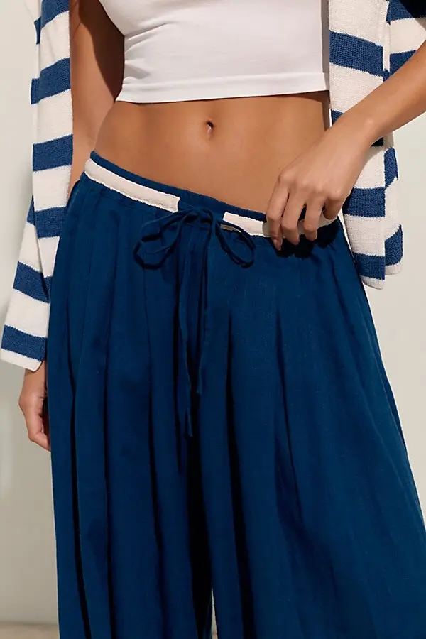 Free People Sandshell Linen Sweet Escape Pants - Poseidon