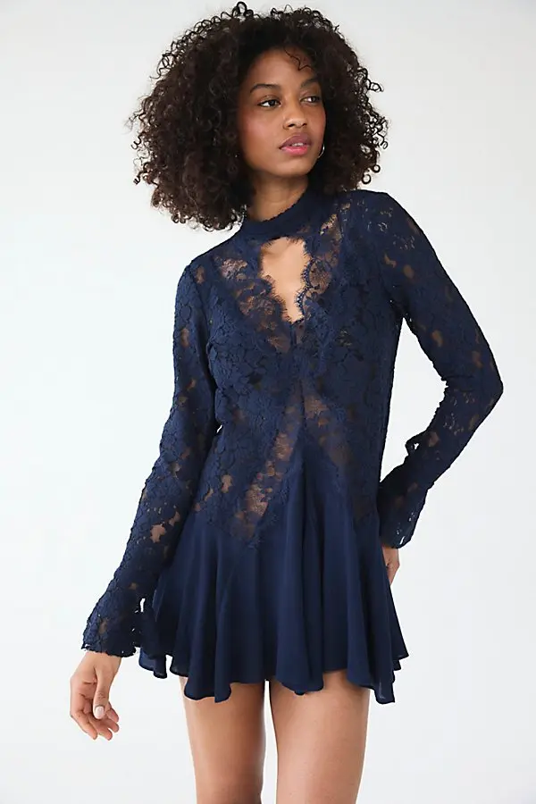 Free People First Crush Lace Tunic - Deeper Iris