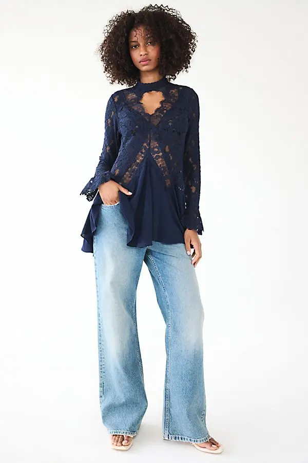 Free People First Crush Lace Tunic - Deeper Iris