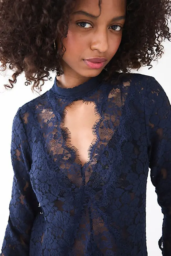 Free People First Crush Lace Tunic - Deeper Iris