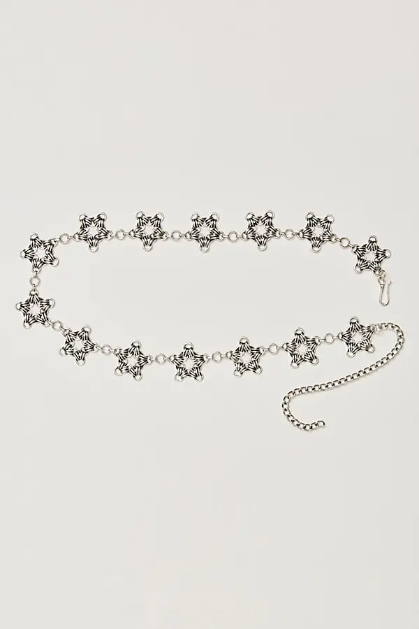 Free People Stars Hollow Chain Belt - Silver Lining