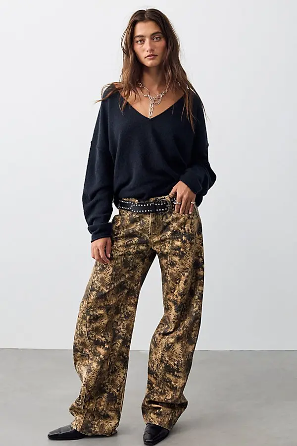We The Free Fable Printed Twisted Jeans - Snake Combo