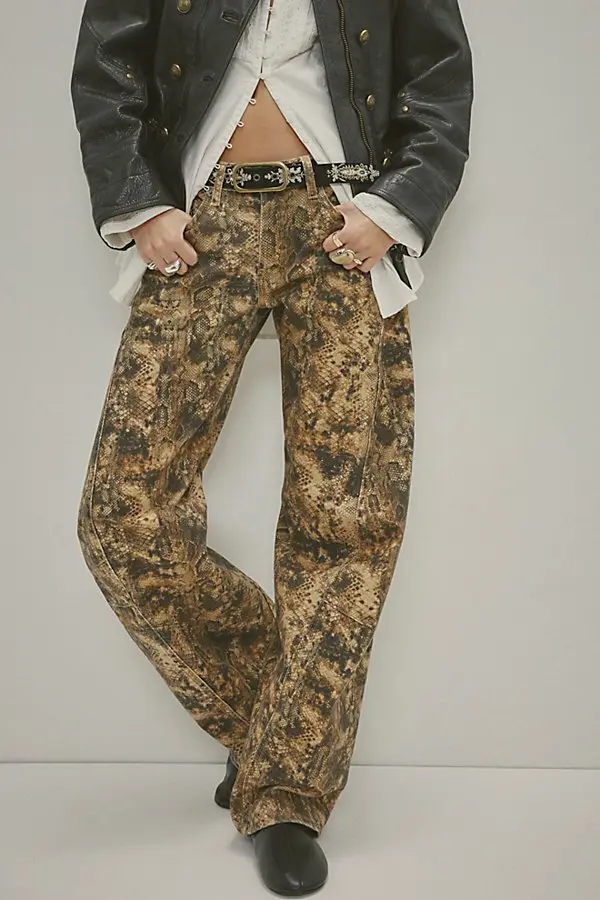 We The Free Fable Printed Twisted Jeans - Snake Combo
