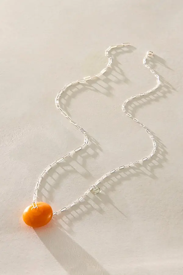 LES BEADS STUDIO Les Beads Ambelau Double Chain Necklace With Amber Stone