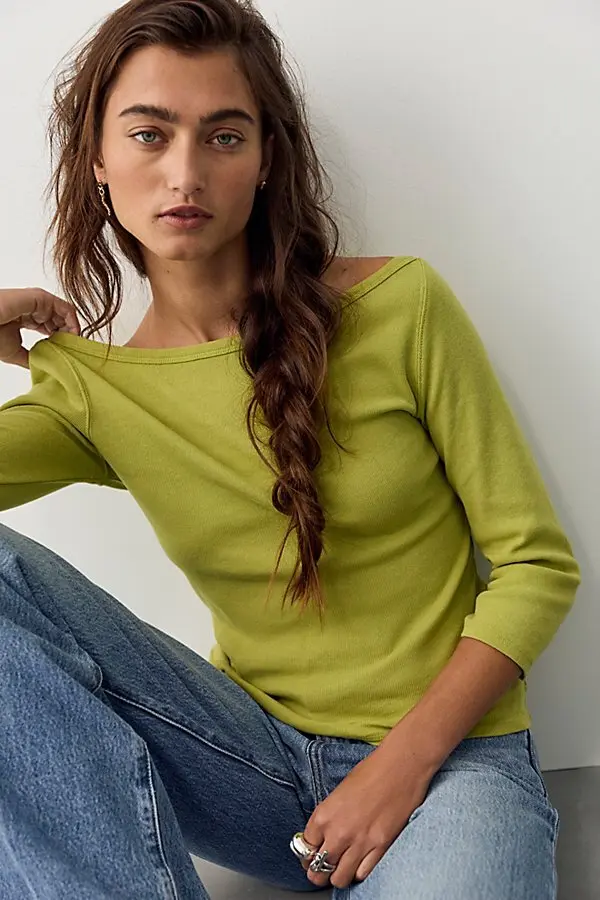 We The Free Atlas Boat Neck Top - Lime