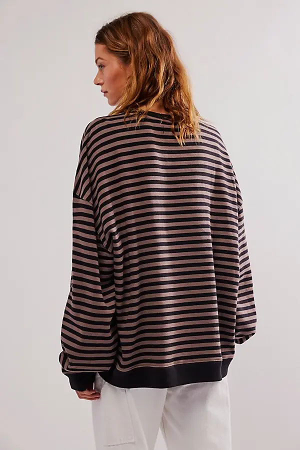 We The Free Classic Striped Oversized Crewneck - Dusk Combo
